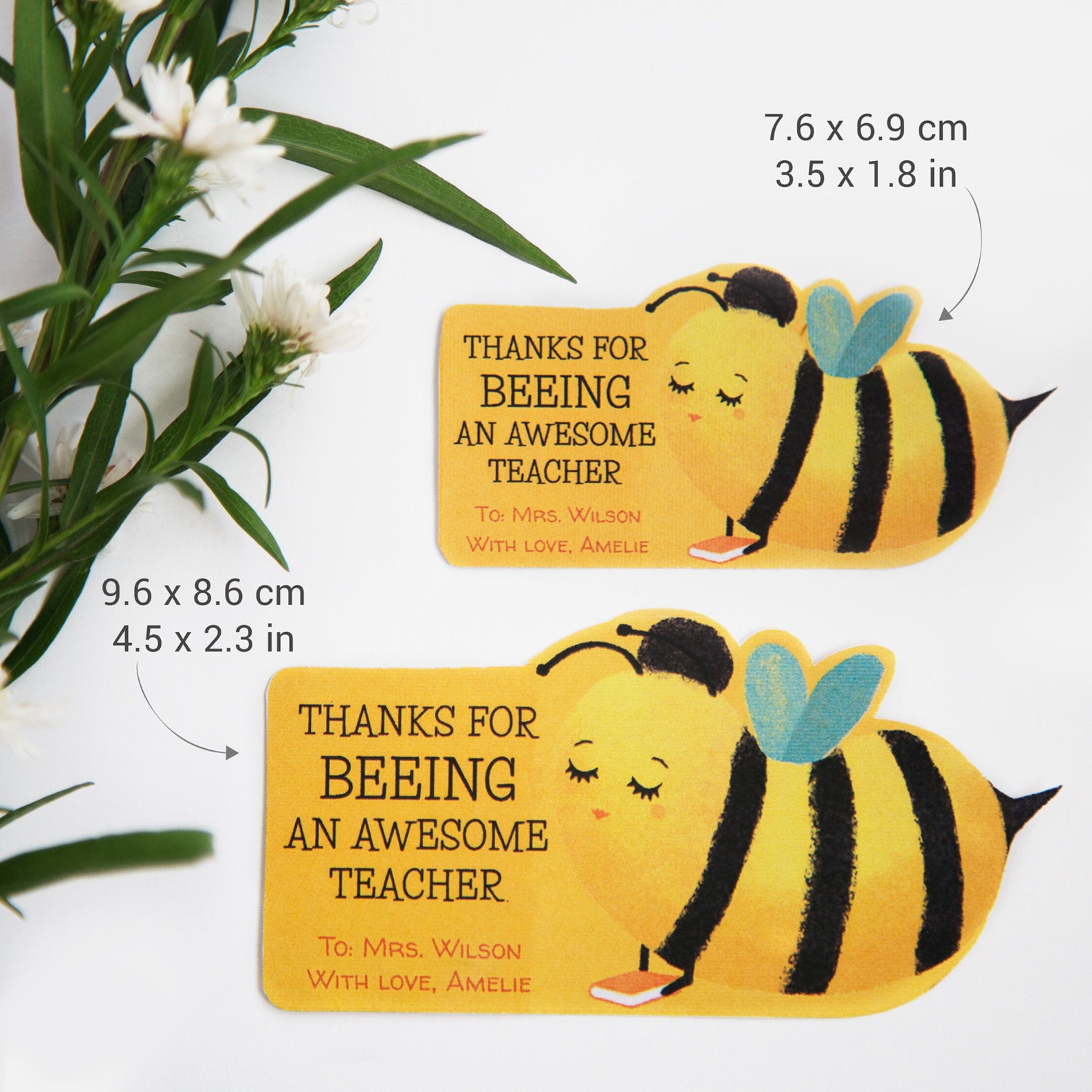Bee Teacher Tags. Printable Teacher Thank You Tag. Personalized Flower ...