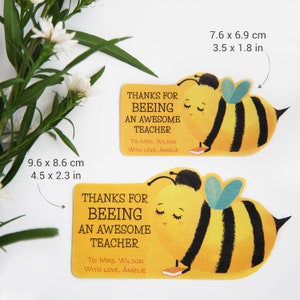 Bee Teacher Tags. Printable Teacher Thank You Tag. Personalized Flower ...