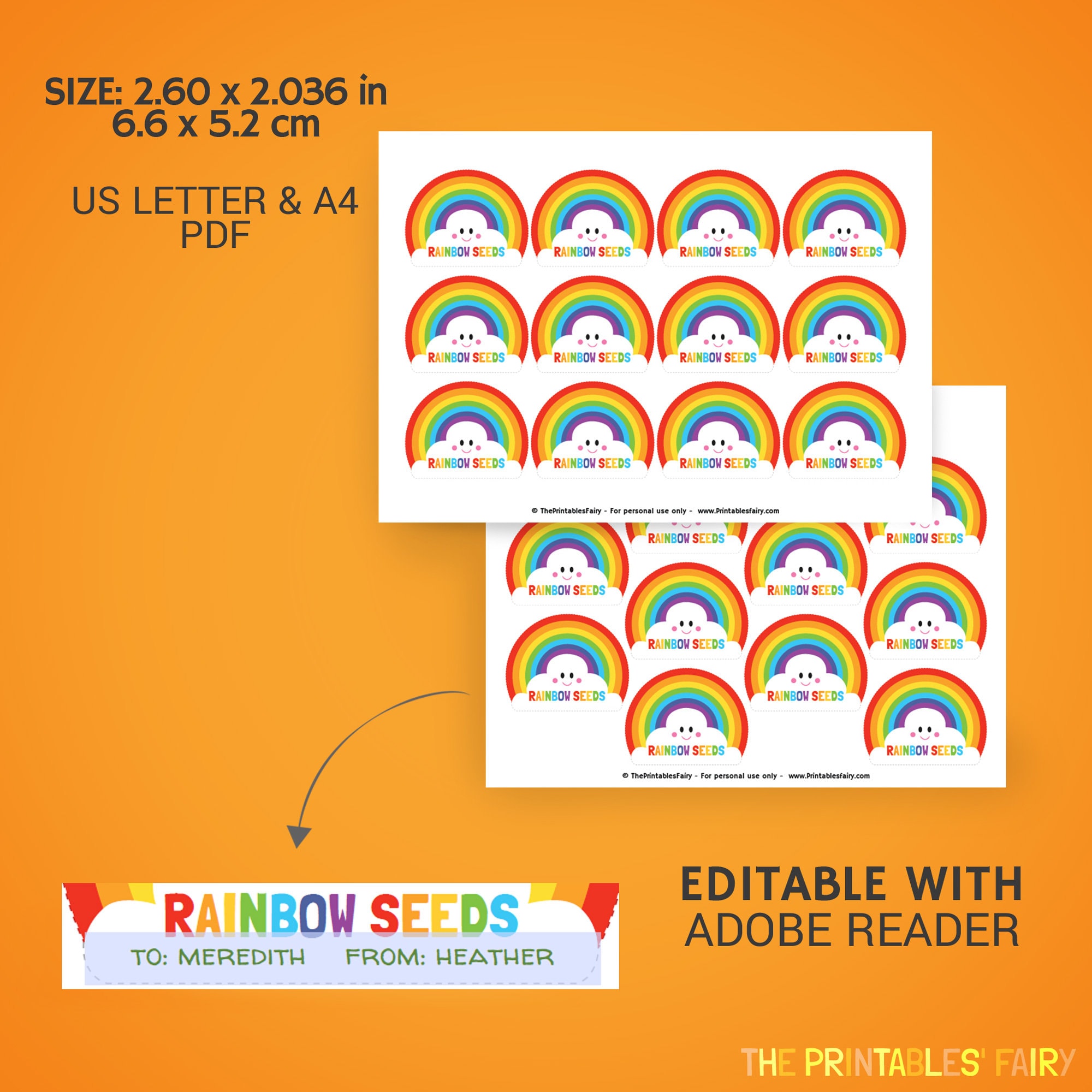 Rainbow Editable & Printable Tags Rainbow Seeds Printable | Etsy