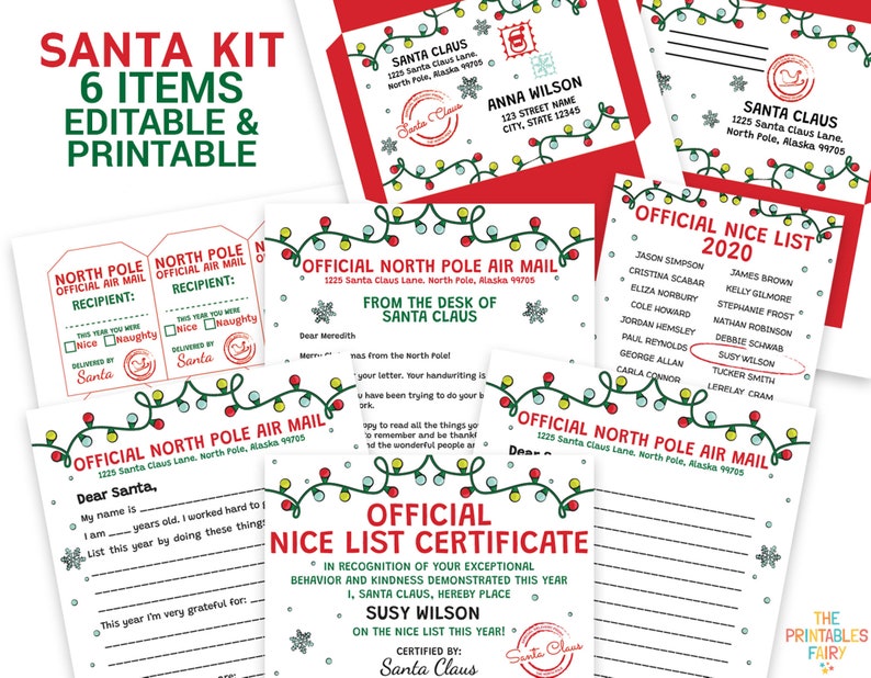 Editable Santa Letter Kit. Digital Download. - Etsy