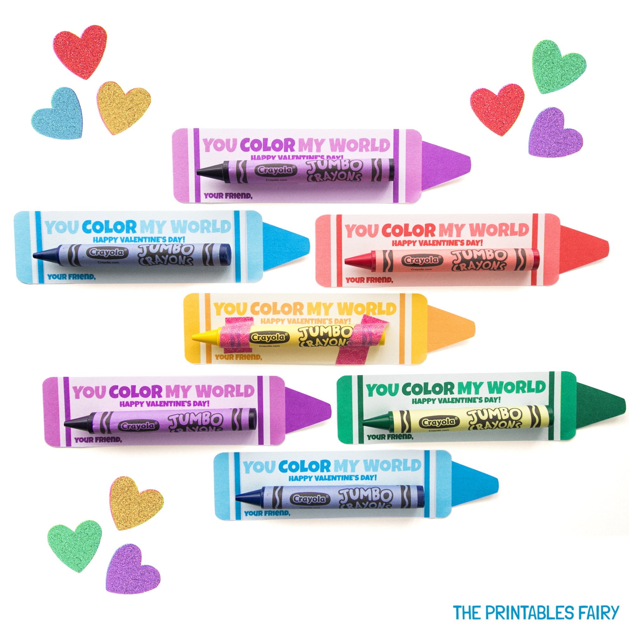 Valentine's Day Crayon Card You Color My World | Etsy