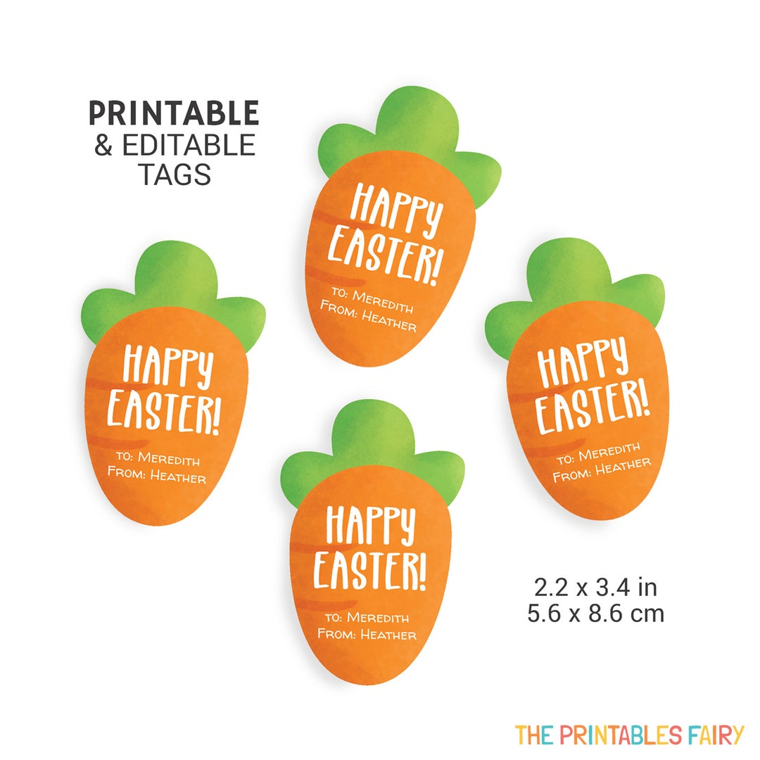 Printable Easter Labels. Carrot Easter Tags. Happy Easter Custom Gift ...