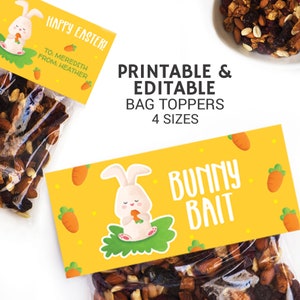 Easter Bag Toppers. Bunny Bait Topper. Printable Treat Bag Topper ...