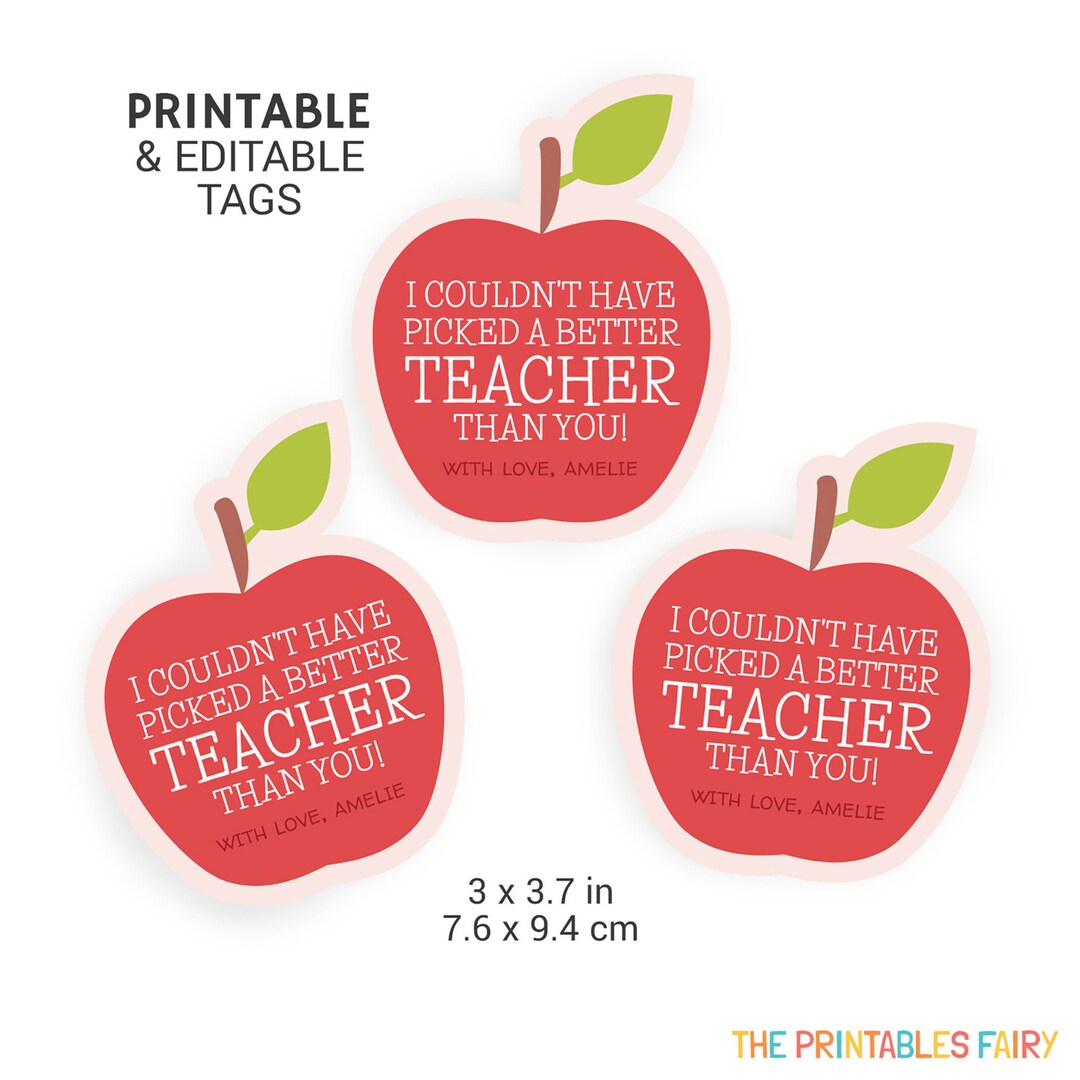 Teacher Appreciation Tags. Apple Gift Tags for Teachers. I Couldn't ...