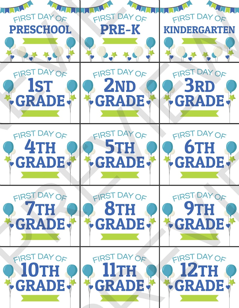 Boy First Day of School Printable Signs. First Day of - Etsy
