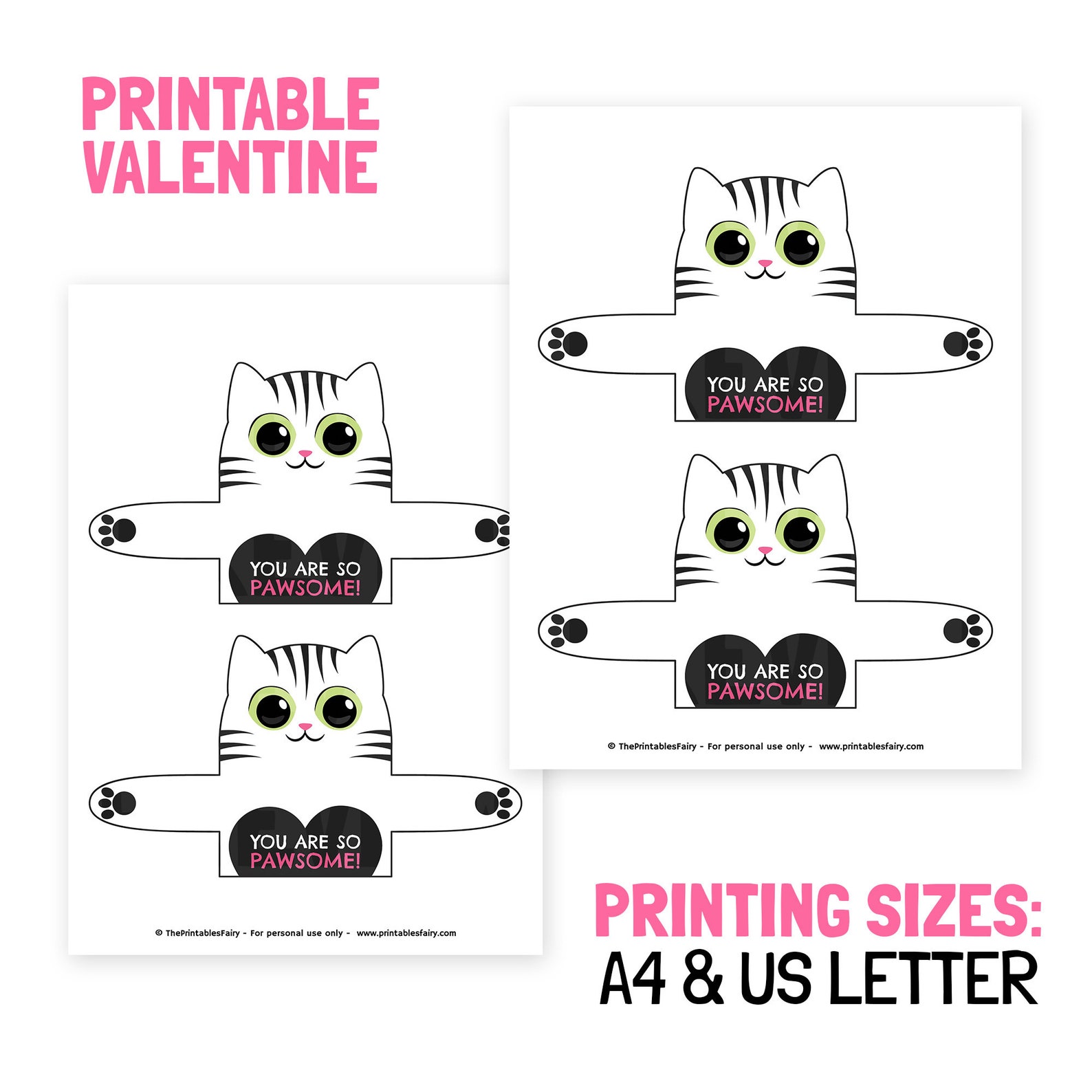 White Cat Valentine Candy Hugger Valentine's Day Cute - Etsy