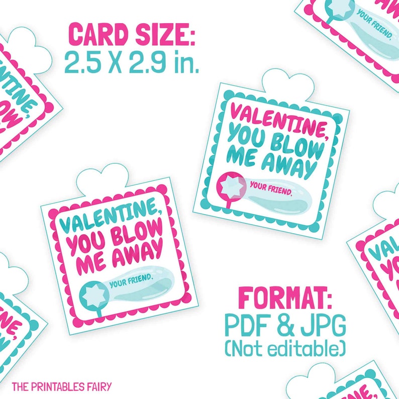 Bubble Valentine Tags Printable Valentine's Day Bubble | Etsy