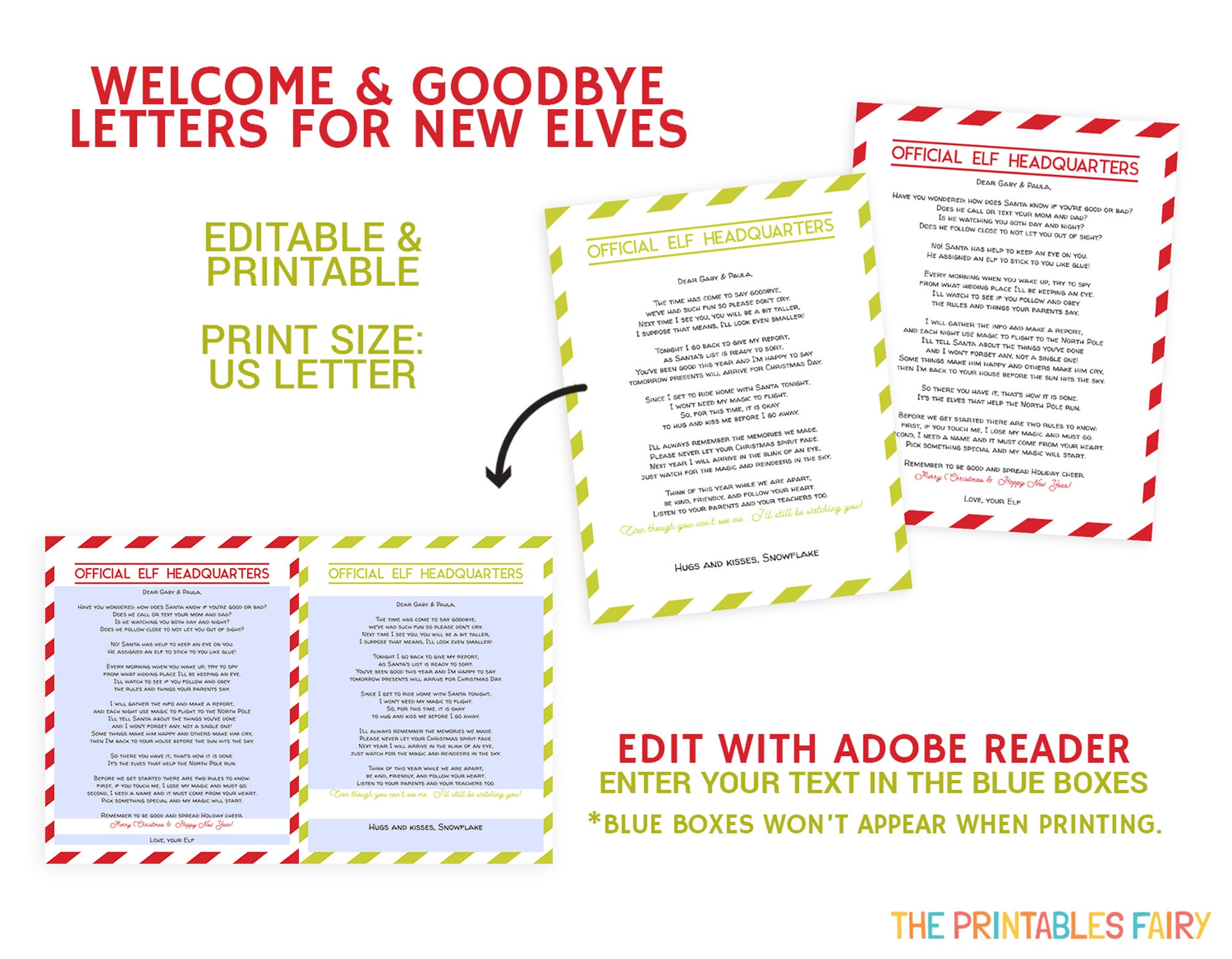 Editable Elf First Time Welcome Letter & Goodbye Letter. Elf Arrival ...