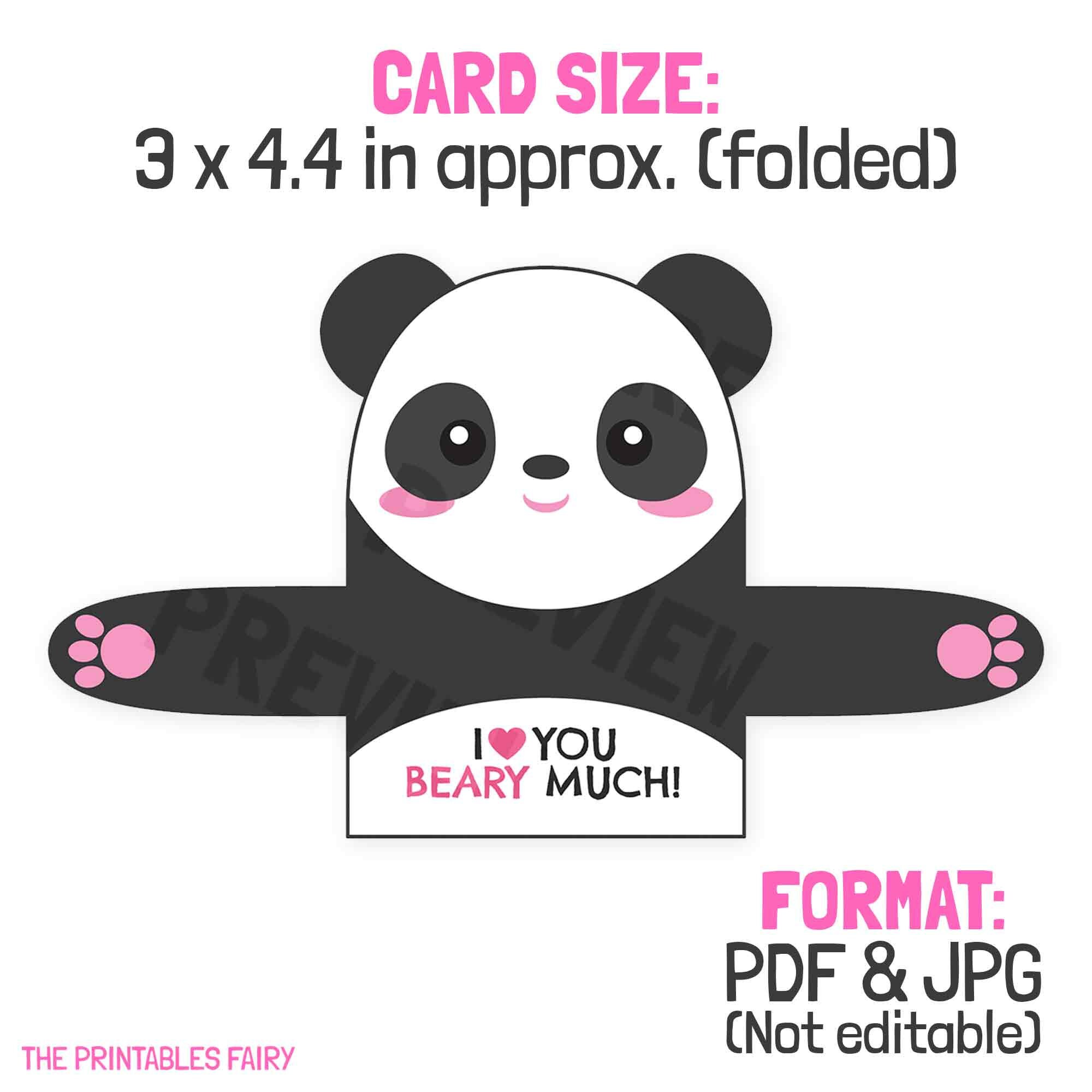 Printable Panda Bear Candy Hugger Cute Valentine's Day - Etsy