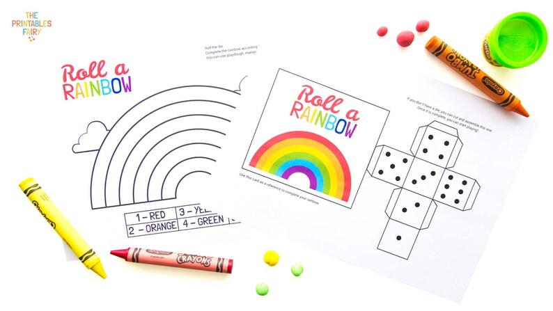Roll a Rainbow Printable Game for Kids | Etsy