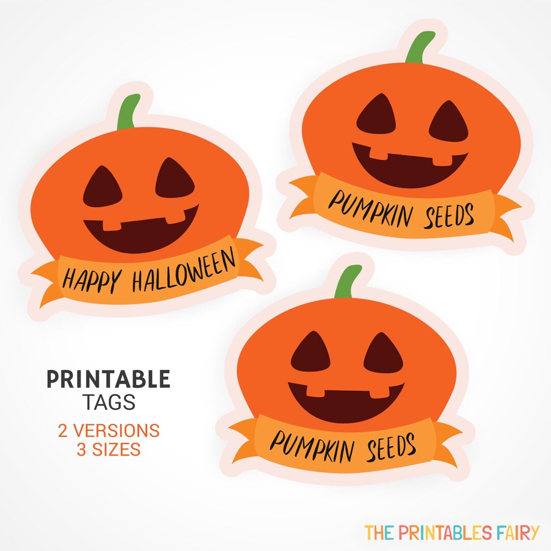 Pumpkin Halloween Gift Tags. Printable Pumpkin Seeds Gift Tags. Instant ...