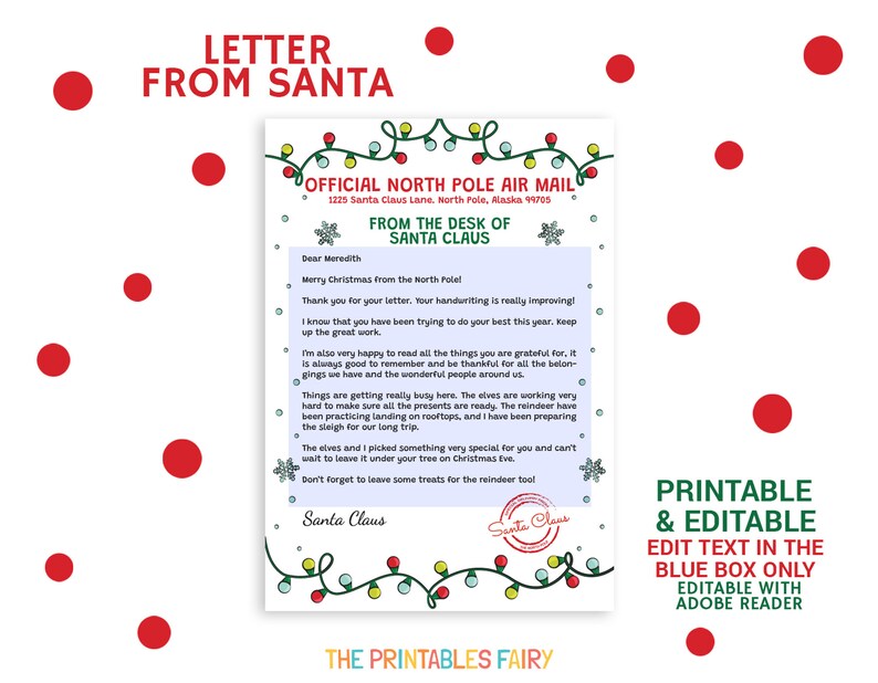 Editable Santa Letter Kit. Digital Download. - Etsy