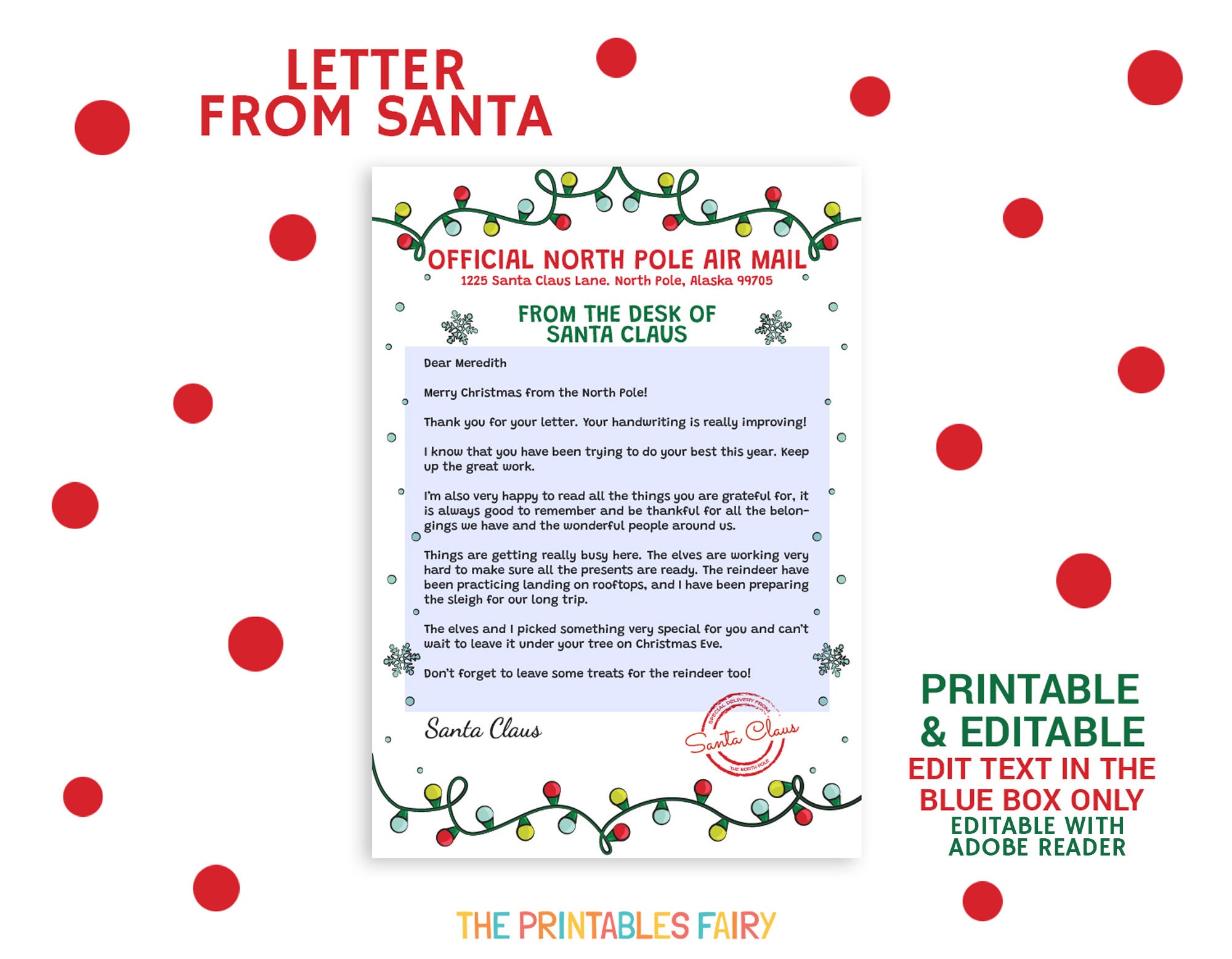 Editable Santa Letter Kit. Digital Download. - Etsy