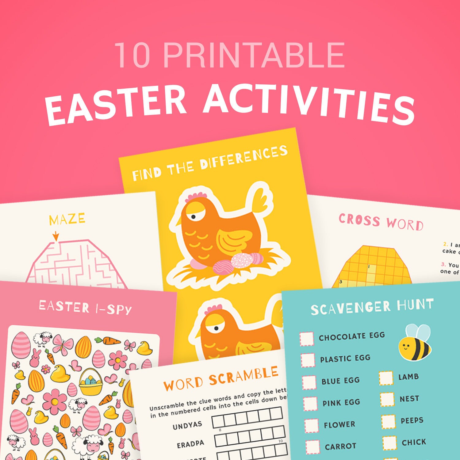 Printable Easter Activity Set for Kids: Crossword Word Search - Etsy