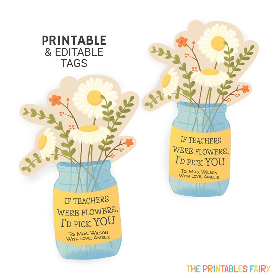 Teacher Appreciation Gift Tags for Flowers. If Teachers Were - Etsy