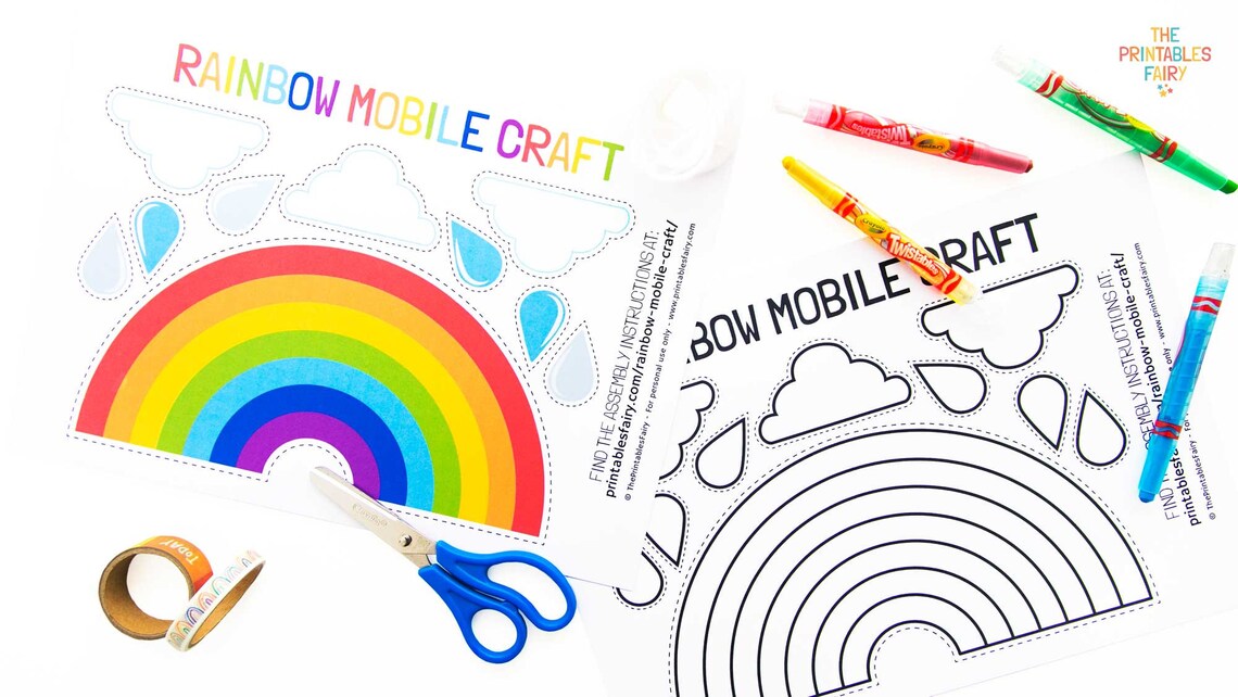 Rainbow Mobile Printable Craft Template - Etsy Canada