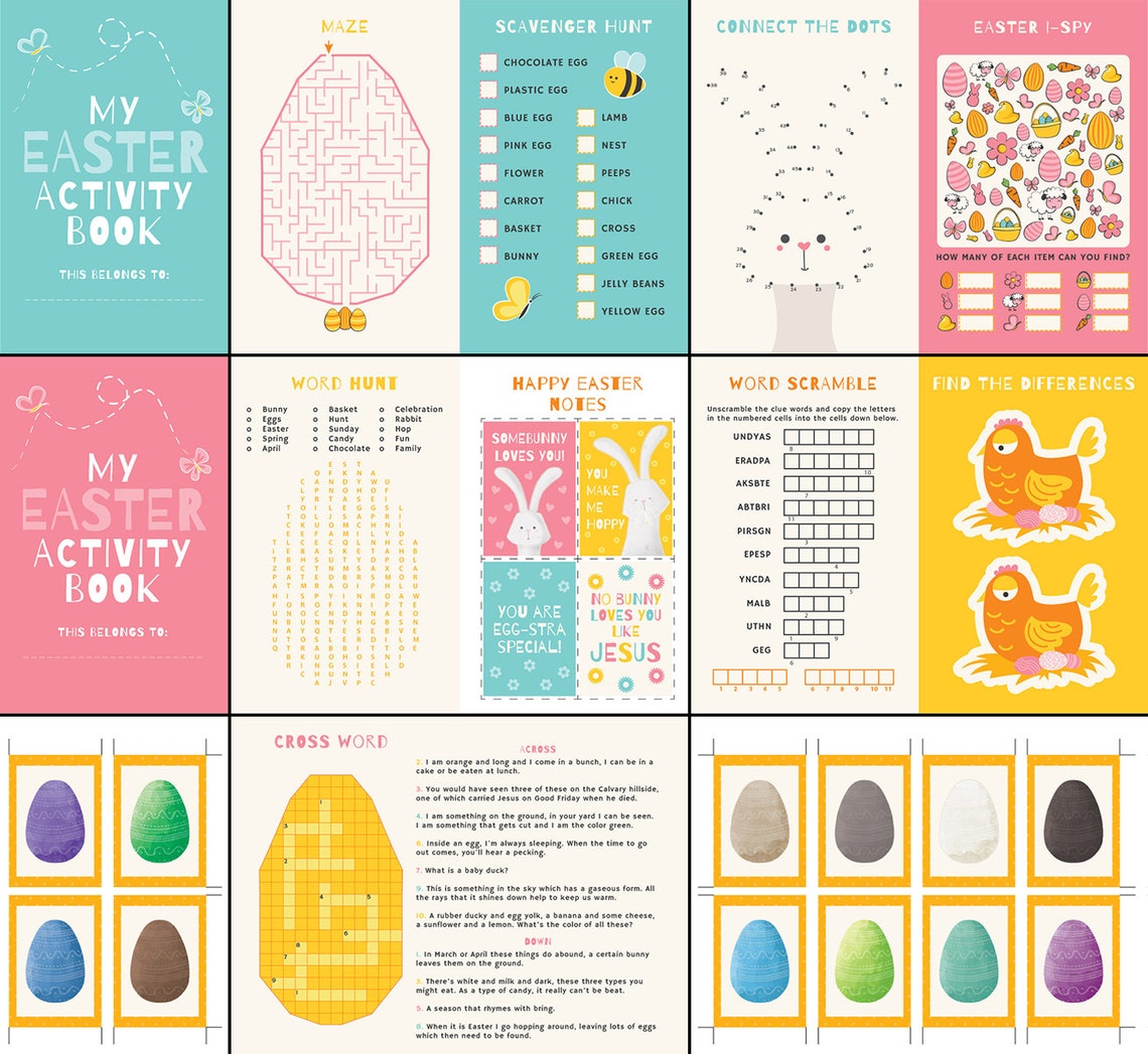 Printable Easter Activity Set for Kids: Crossword Word Search - Etsy