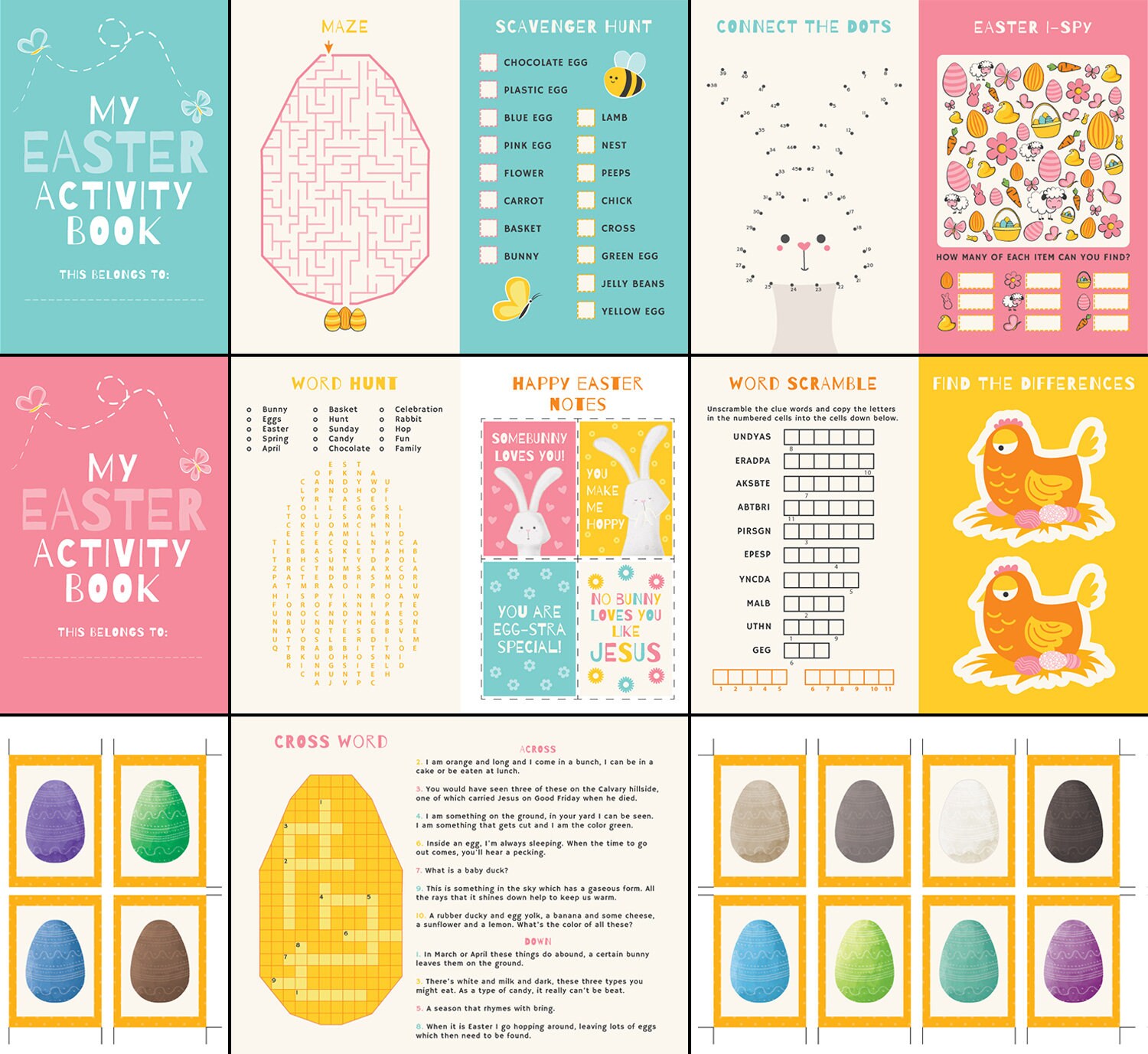 Printable Easter Activity Set for Kids: Crossword Word Search - Etsy
