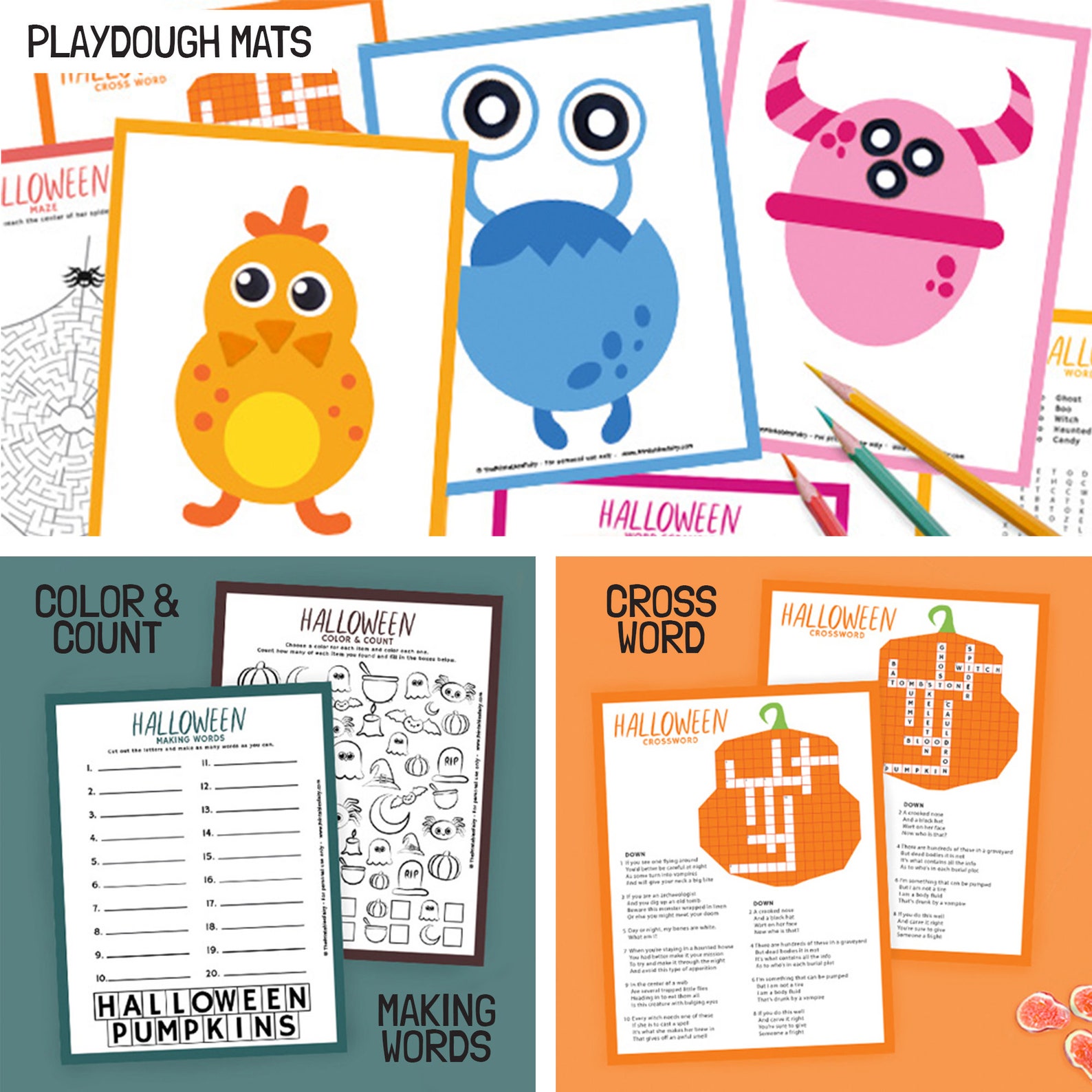 Halloween Party Games for Kids: Printable Crossword Word - Etsy