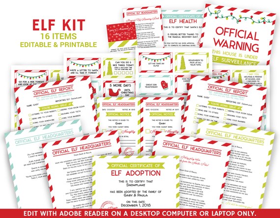 Editable Elf Kit. Printable Elf Package. Welcome & Goodbye - Etsy