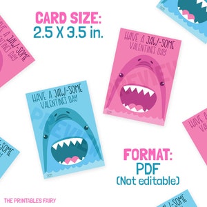 Printable Classroom Shark Valentine Cards - Goldfish Valentine's Day ...
