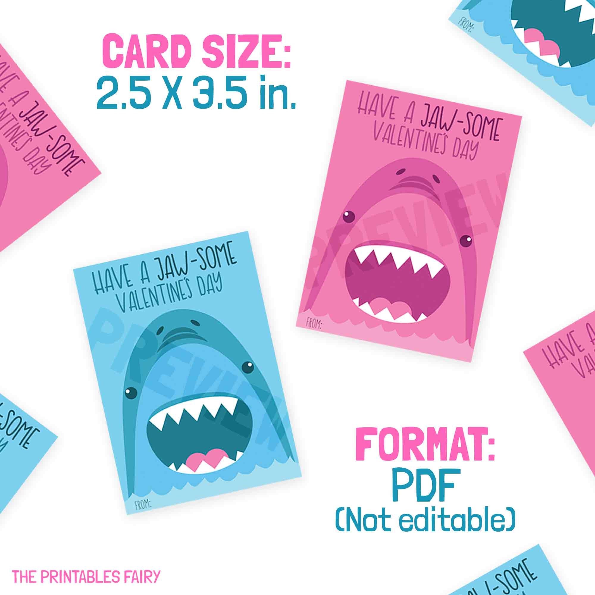 Printable Classroom Shark Valentine Cards Goldfish - Etsy