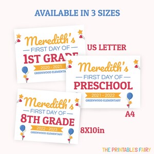 First Day of School Sign Editable. Printable Back to School Signs ...