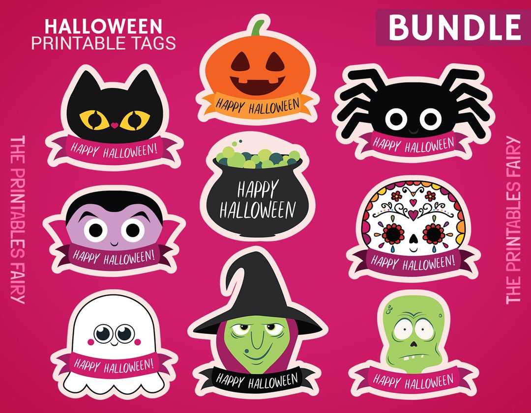 Halloween Bundle: 9 Multi-use Tags/treat Bag Toppers for Halloween ...
