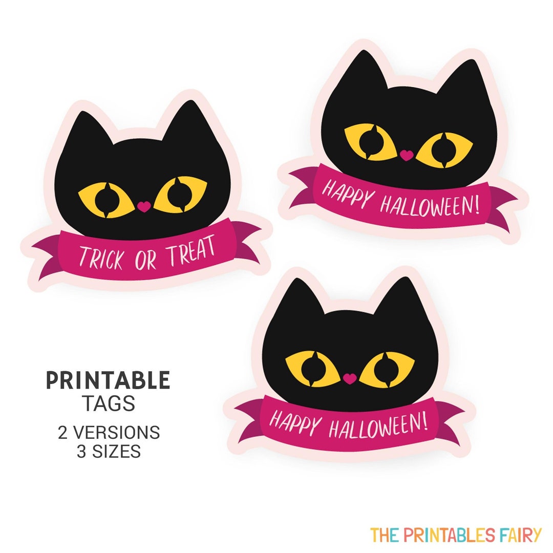 Black Cat Gift Tags. Halloween Bag Topper. Trick or Treat Gift Tags ...