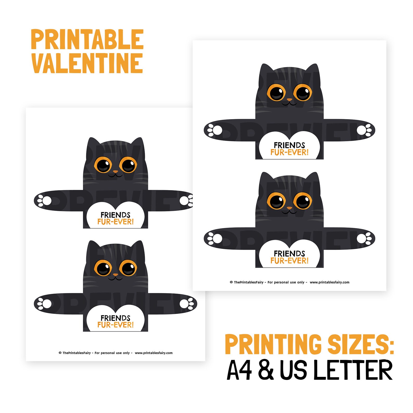 Black Cat Classroom Valentine Candy Hugger Valentine's | Etsy