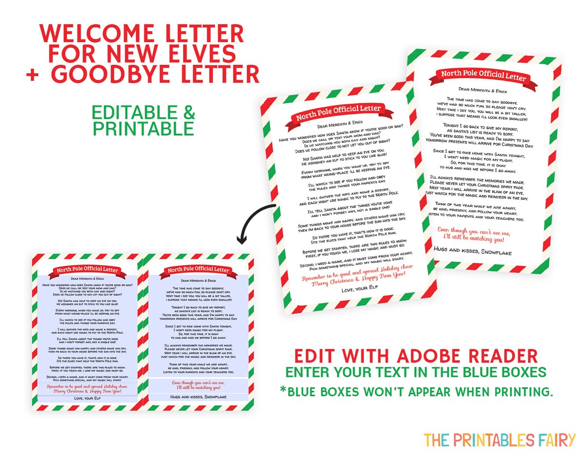 Editable Elf Activity Pack. Elf Adoption Welcome and Goodbye - Etsy