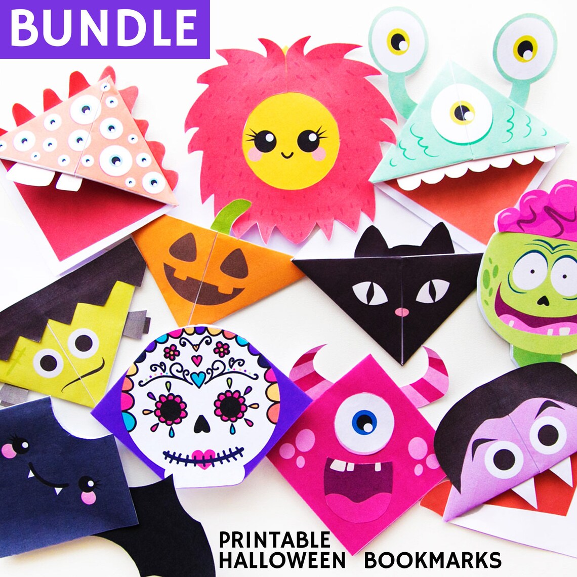 BUNDLE Halloween Printable Bookmark Templates | Etsy