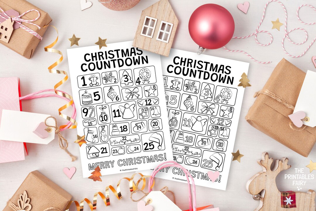 Christmas Countdown Printable Coloring Page - Etsy