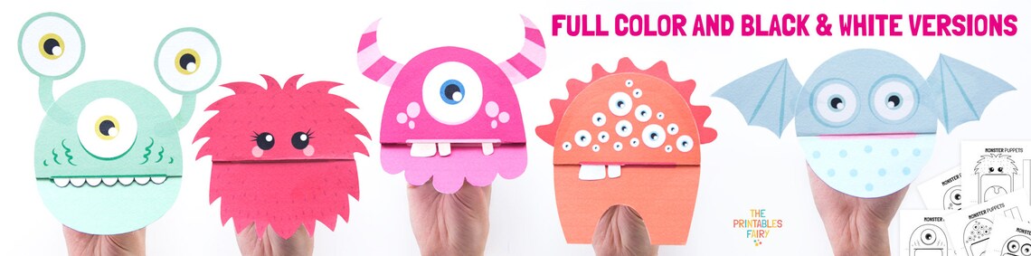 Monster Puppets Printable Templates - Etsy