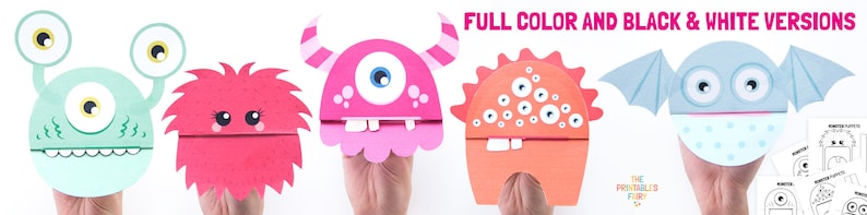 Monster Puppets Printable Templates - Etsy