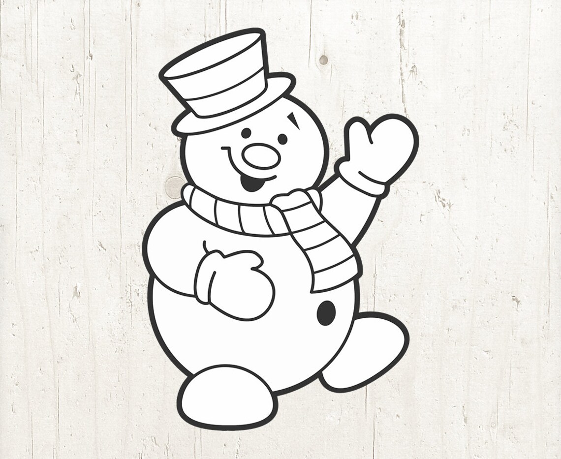 Frosty Snowman SVG: Christmas Clipart, Coloring Page (digital Download ...