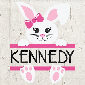 Girl Easter Bunny With Name SVG EPS JPG Png Dfx Cute Bunny Face Ears ...