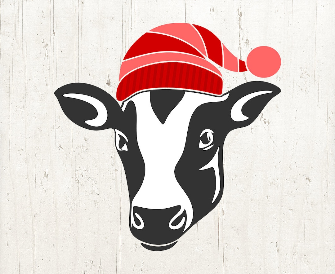 Christmas Cow Svg, Cow Head Svg, Santa Hat Svg, Farm Svg, Cow Hat Svg ...