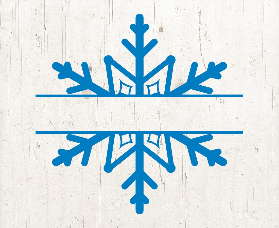Snowflake Monogram Frames SVG Bundle: Christmas Split Design (digital ...