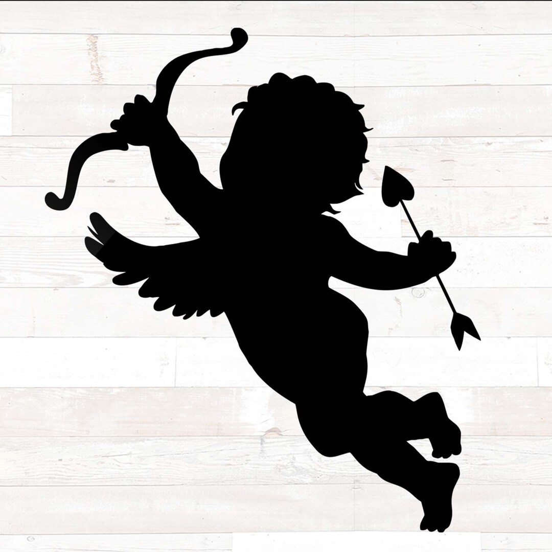 Valentine Cupid Silhouette SVG: Valentine's Day PNG Clipart (digital ...