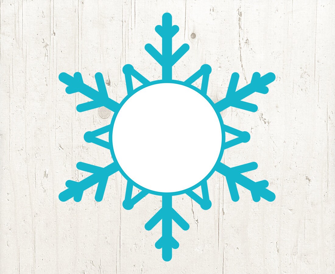Snowflake Monogram Frames SVG Bundle: Christmas Split Design (digital ...