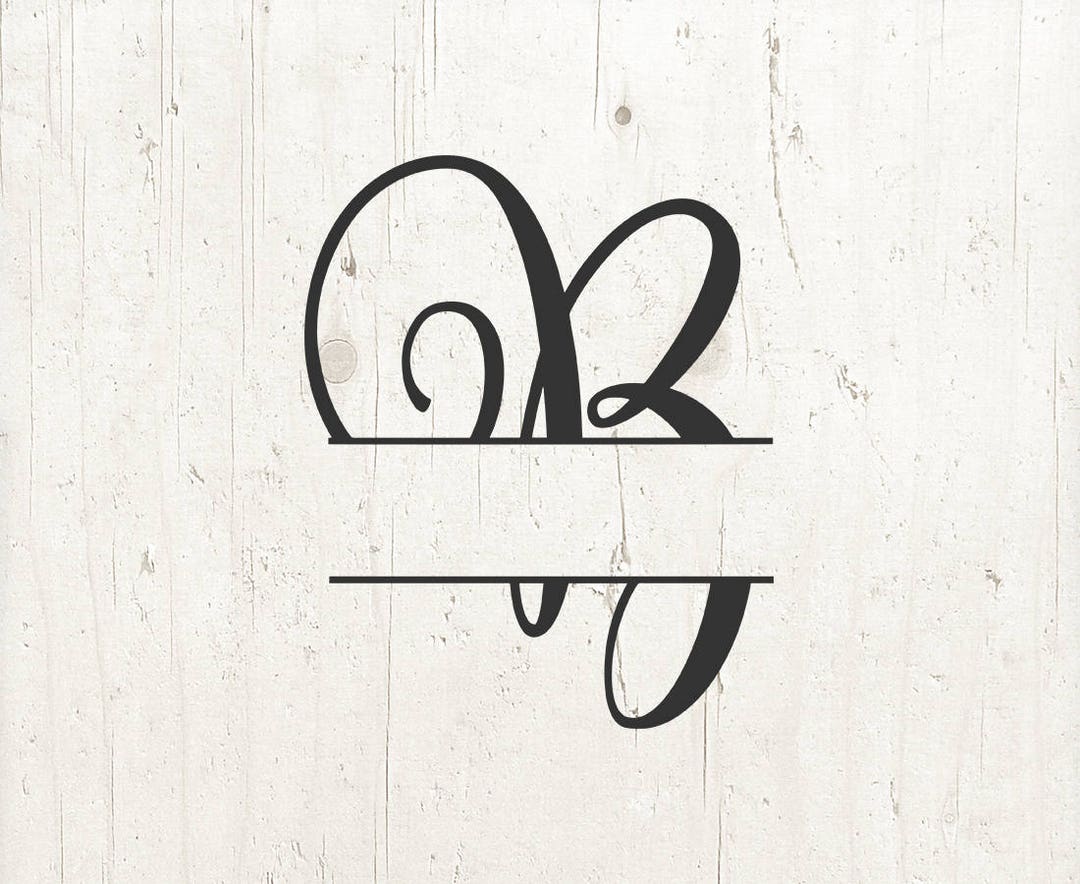 Monogram Split Letter Svg Divided Initial B Svg - Swirl Letter Svg ...