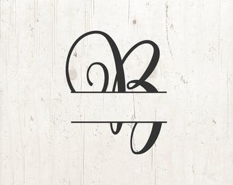 Elegant M Split Monogram SVG Swirls Stars Split Letter M SVG - Etsy