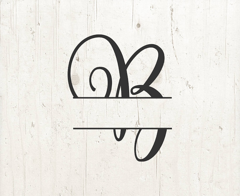 Monogram Split Letter Svg Divided Initial B Svg Swirl Letter - Etsy