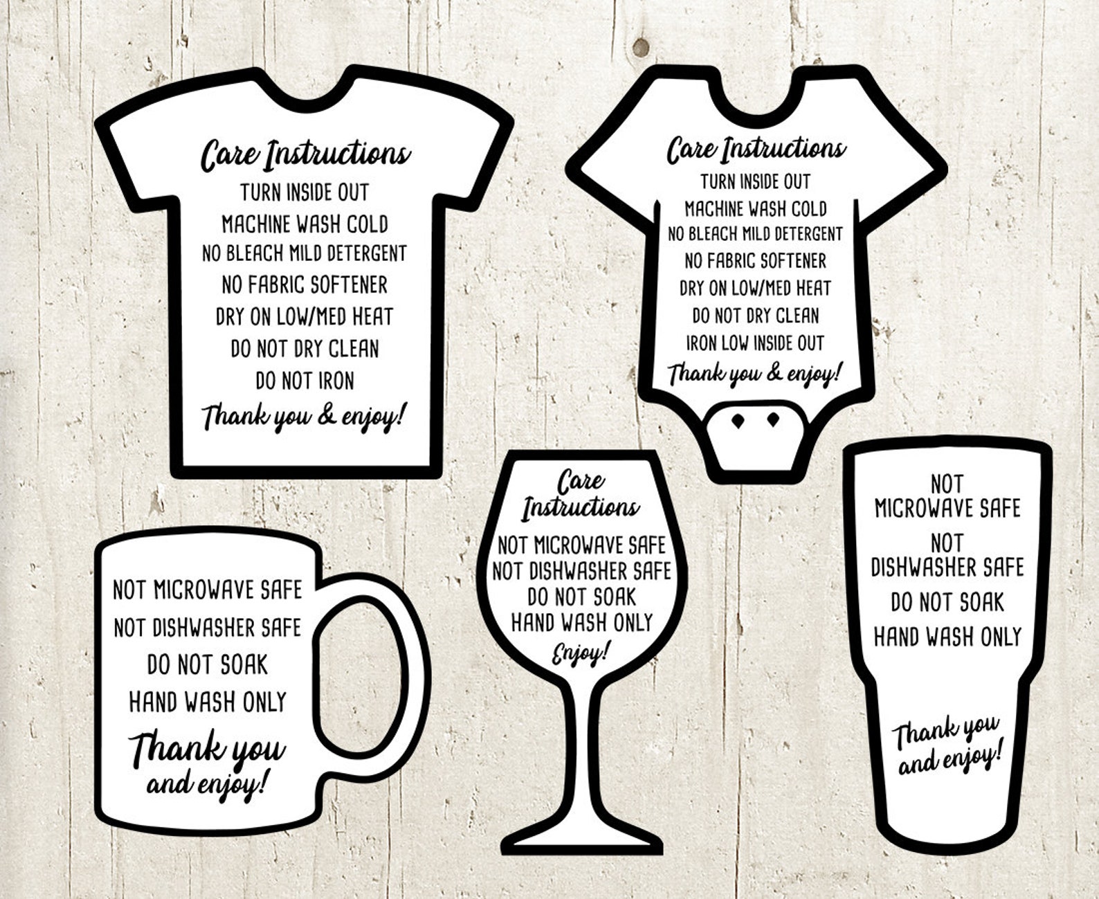 Care Instructions SVG Bundle Care Cards SVG Shirt Care SVG | Etsy