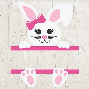 Girl Easter Bunny With Name SVG EPS JPG Png Dfx Cute Bunny Face Ears ...