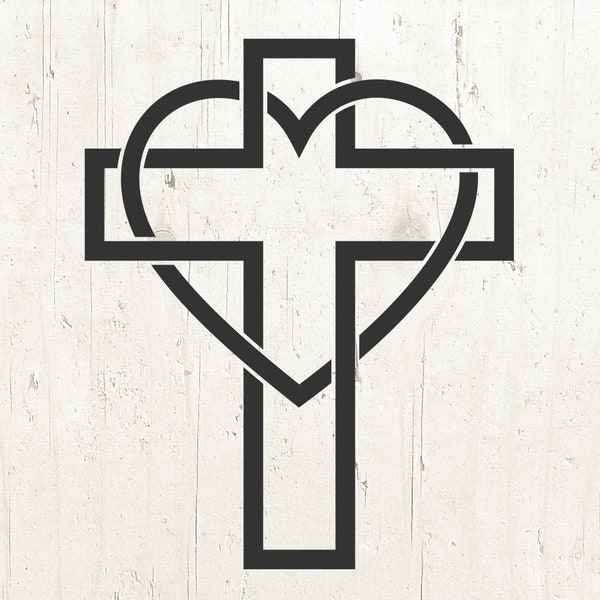 Cross Heart Svg - Etsy