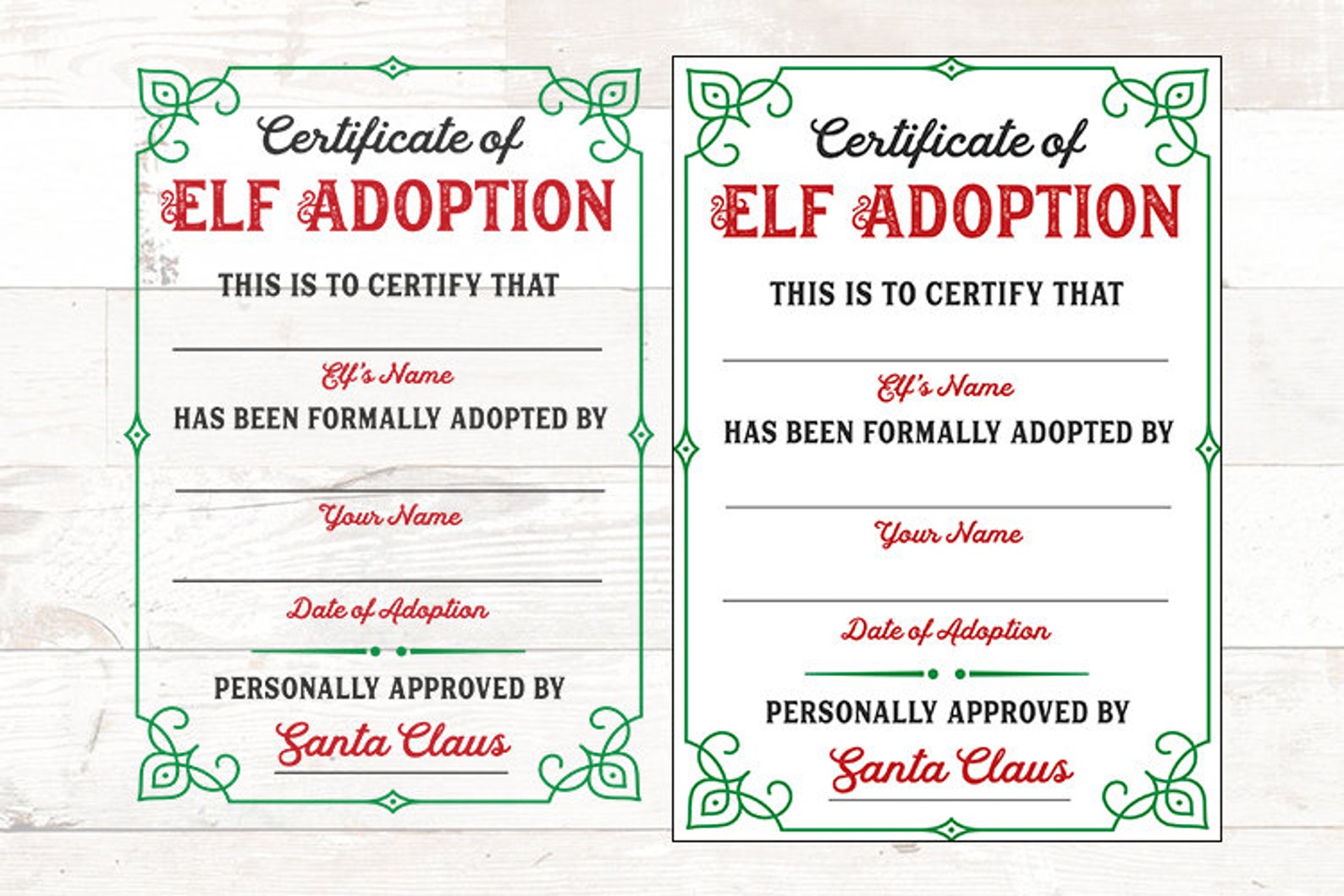 5x7 Elf Adoption Certificate, Christmas Shelf Elf, Adopt an Elf Letter ...