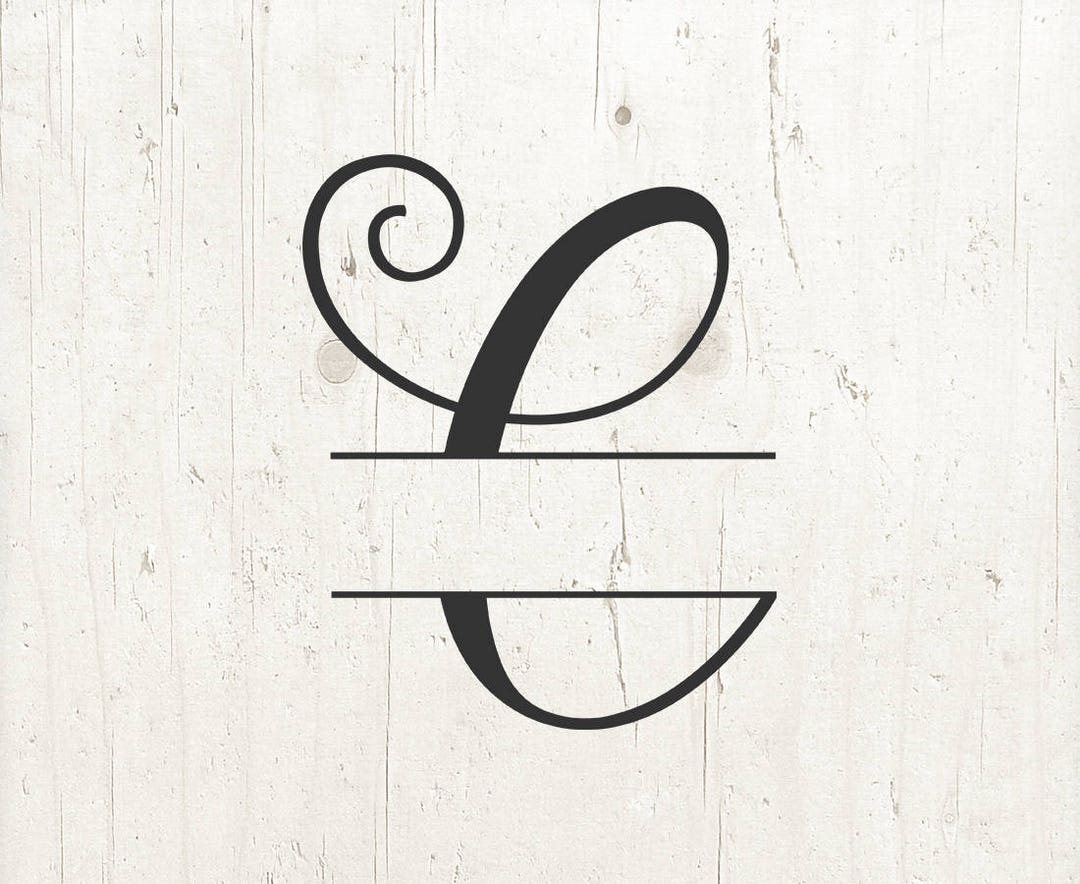 Monogram Split Letter Svg Divided Initial C Svg Swirl Letter Svg ...
