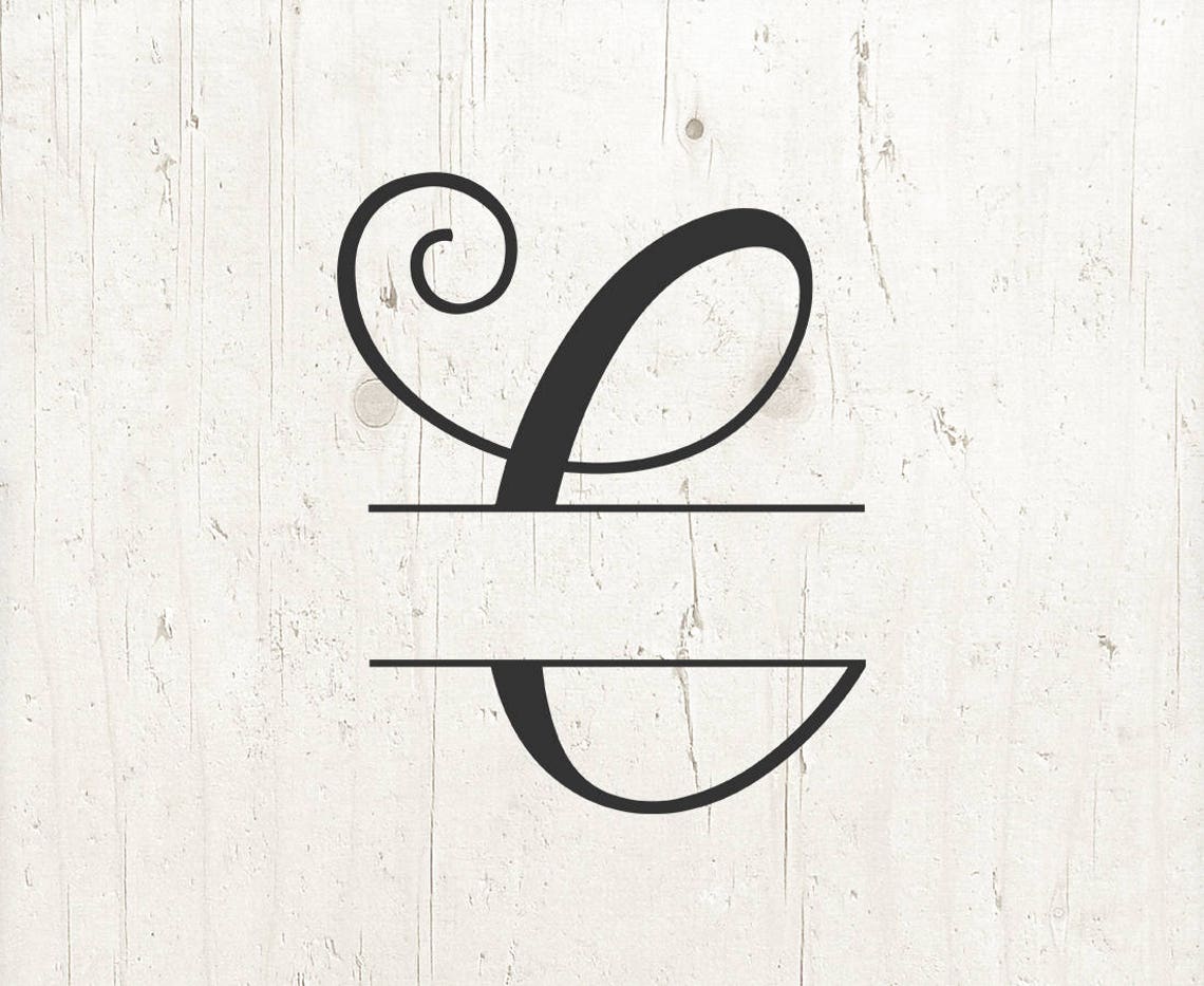 Monogram Split Letter Svg Divided Initial C Svg Swirl Letter - Etsy